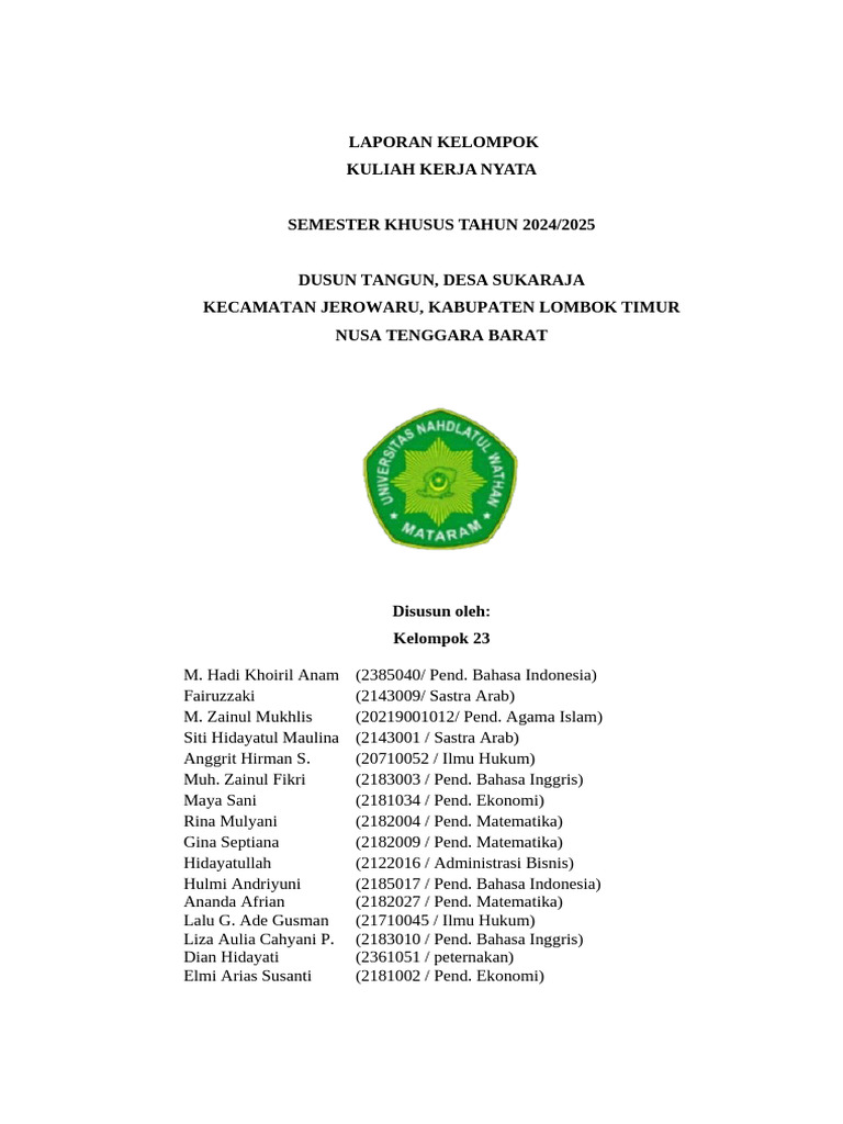 Laporan Kelompok KKN 20575 | PDF