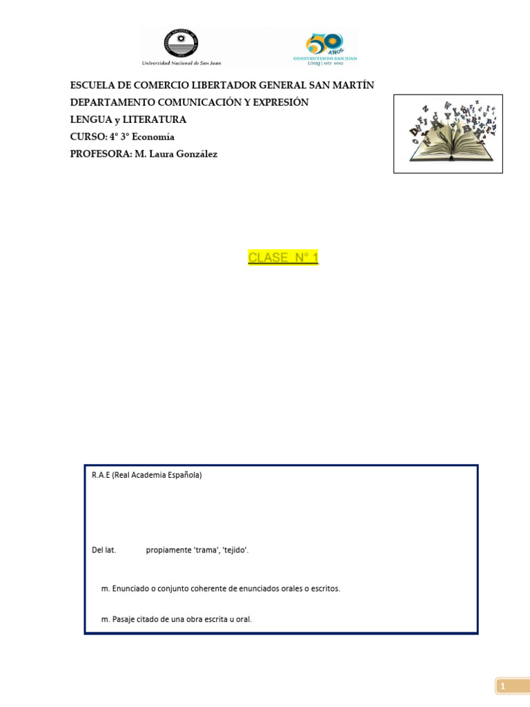 Guía 1-4to3ra-LyL | PDF | Comunicación humana | Lingüística