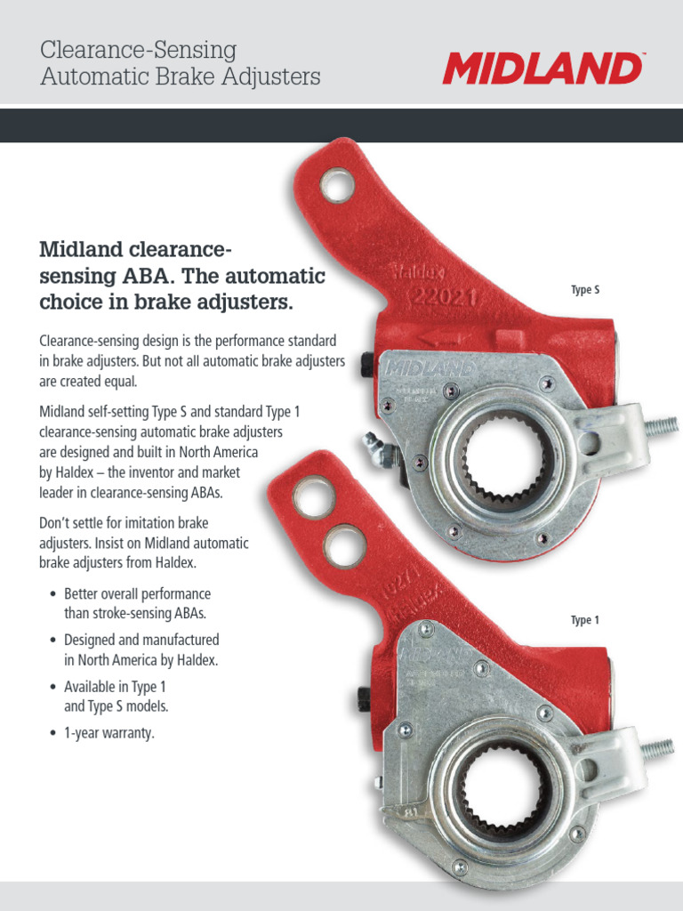 Midland Clearance-Sensing Brake Adjusters | PDF | Car | Automotive Industry