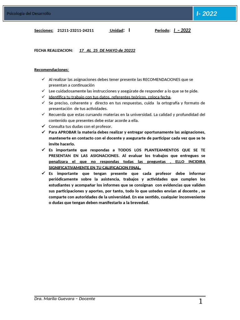 Actividades 3 - Psic Desarrollo 2022 | PDF