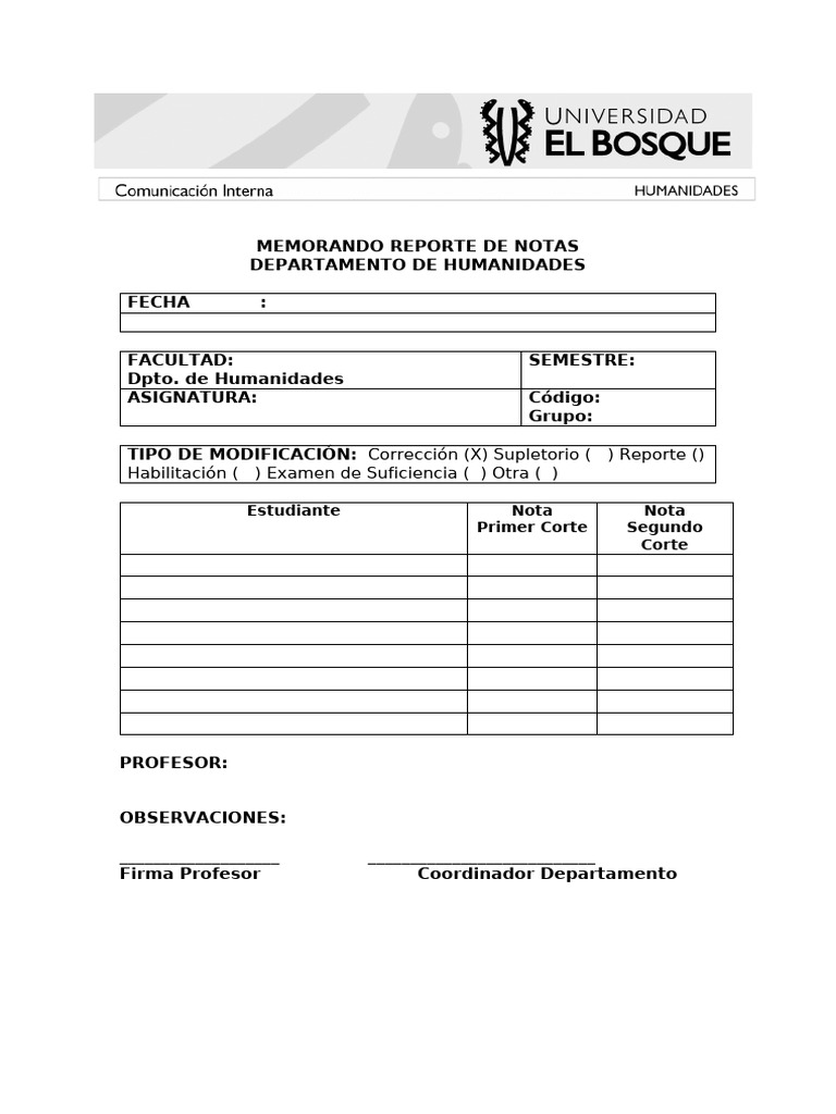 FORMATO Reporte Notas | PDF
