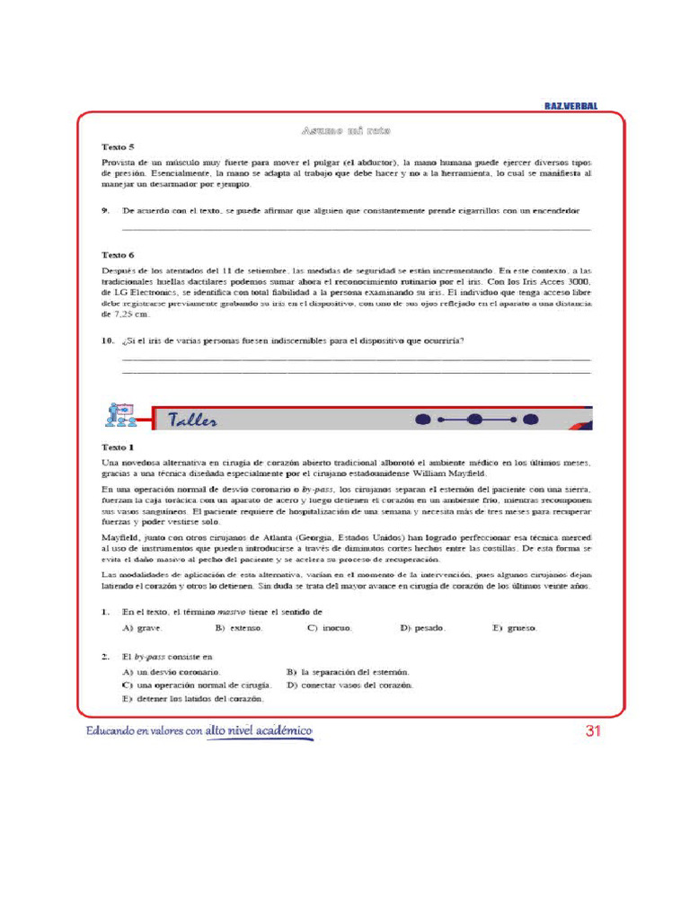 Práctica de C. Lectora 3ero | PDF