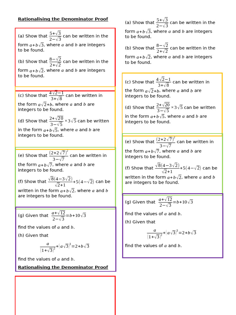 Rationalizing Denominators with Proofs | PDF | Mathematical Analysis ...