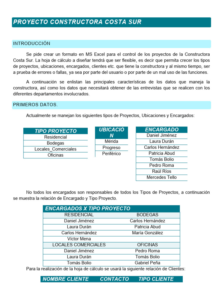 Control de Proyectos en Excel para Costa Sur | PDF | Informática ...