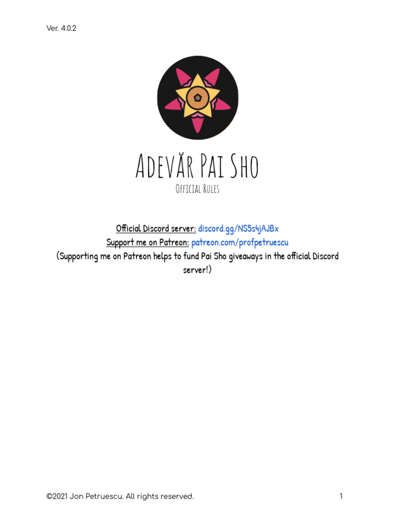 Adevăr Pai Sho Official Rules 4.0.2 | PDF
