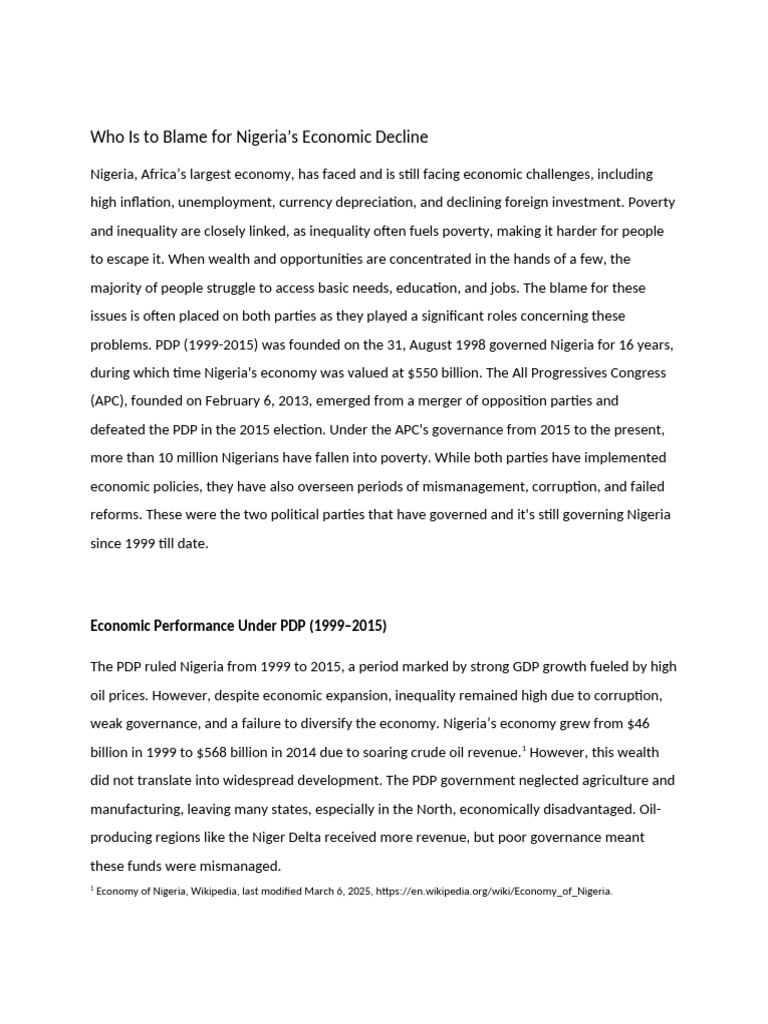 Nigeria's Economic Decline: PDP vs APC | PDF | Cost Of Living | Nigeria
