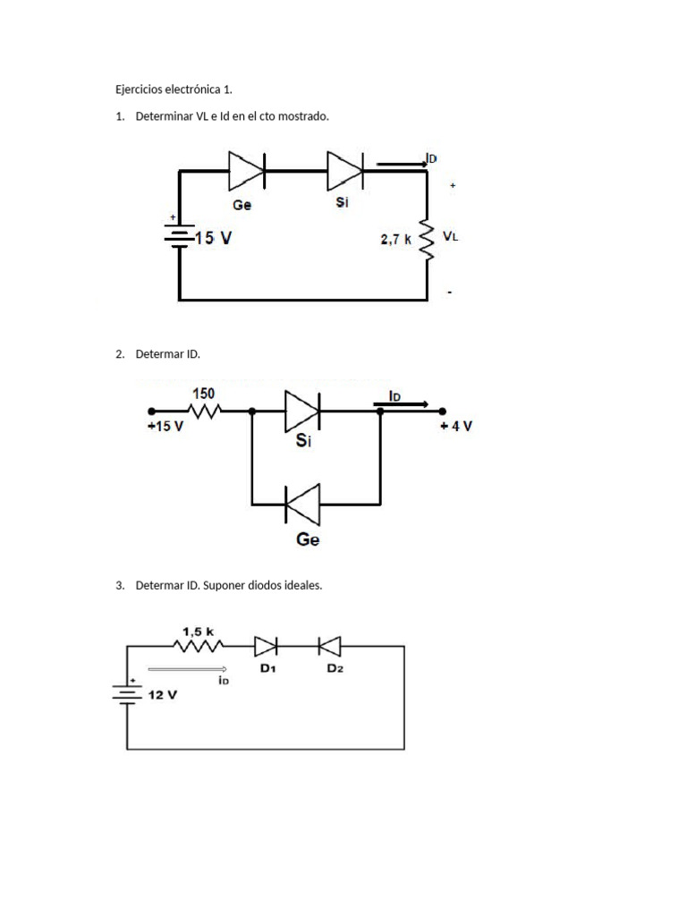 Ejercicios Electrónica Diodos | PDF