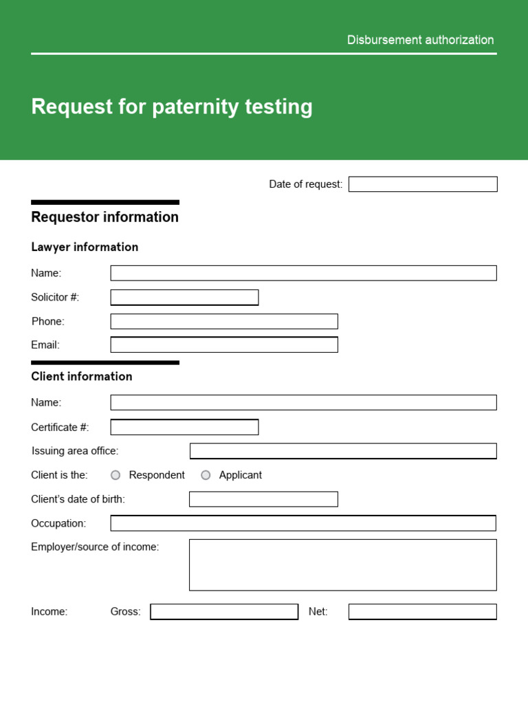 Paternity Testing Request Form | PDF | Family Law | Family