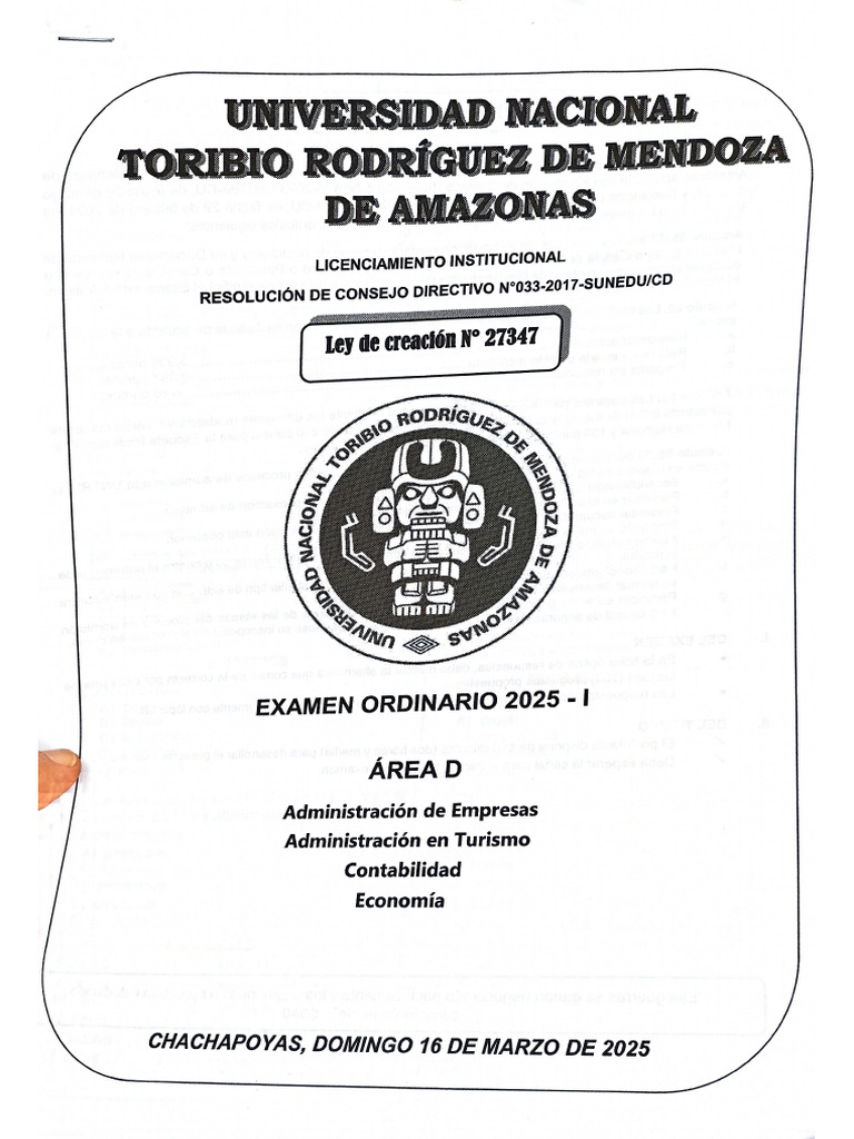 Ordinario Untrm 2025 I 16 Marzo Área D | PDF
