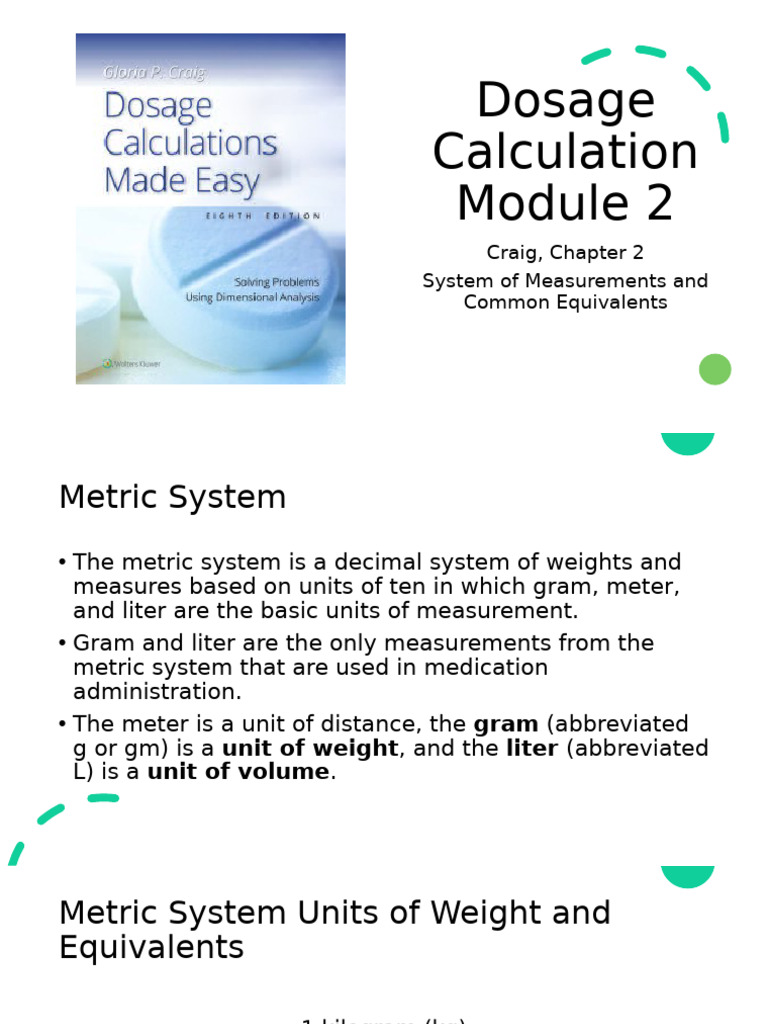 Dosage Calculation Module 2 - Conversions | PDF
