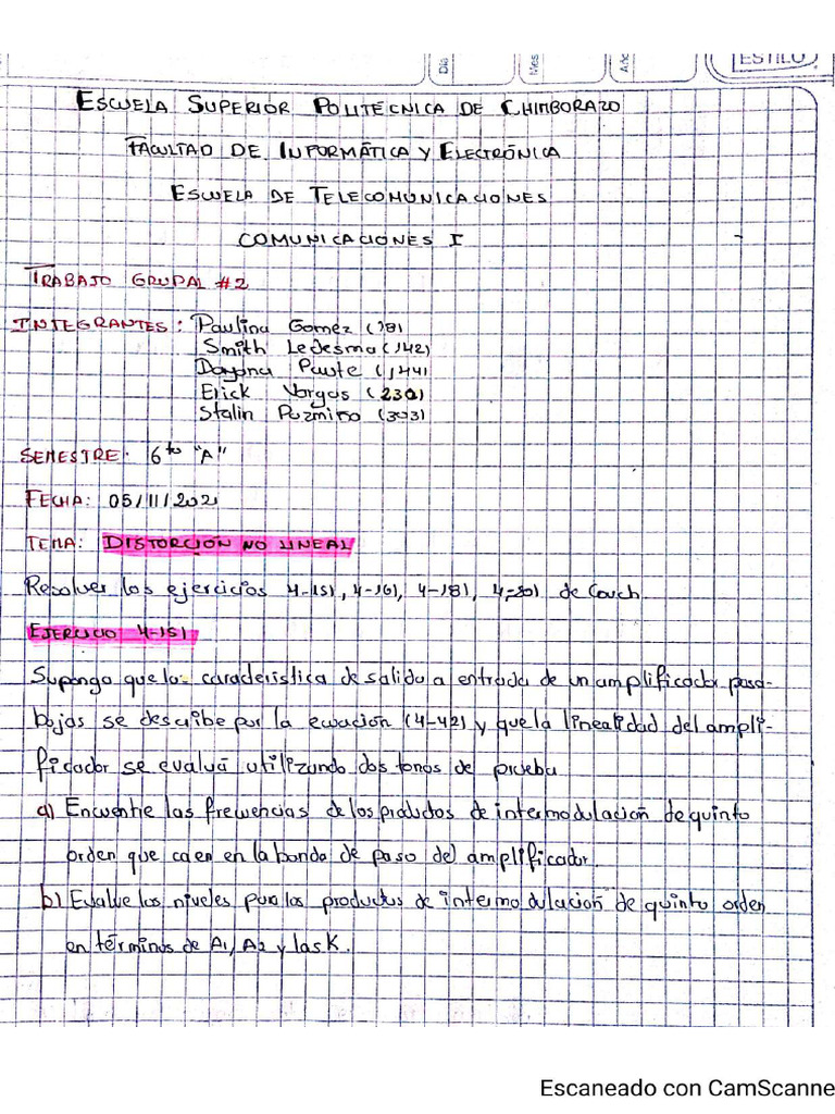 Ejercicios Distorsión No Lineal - G2 | PDF