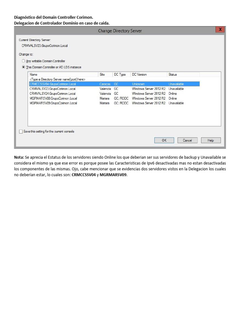 Diagnóstico Del Domain Controller Corimon | PDF | Active Directory | Domain Name System