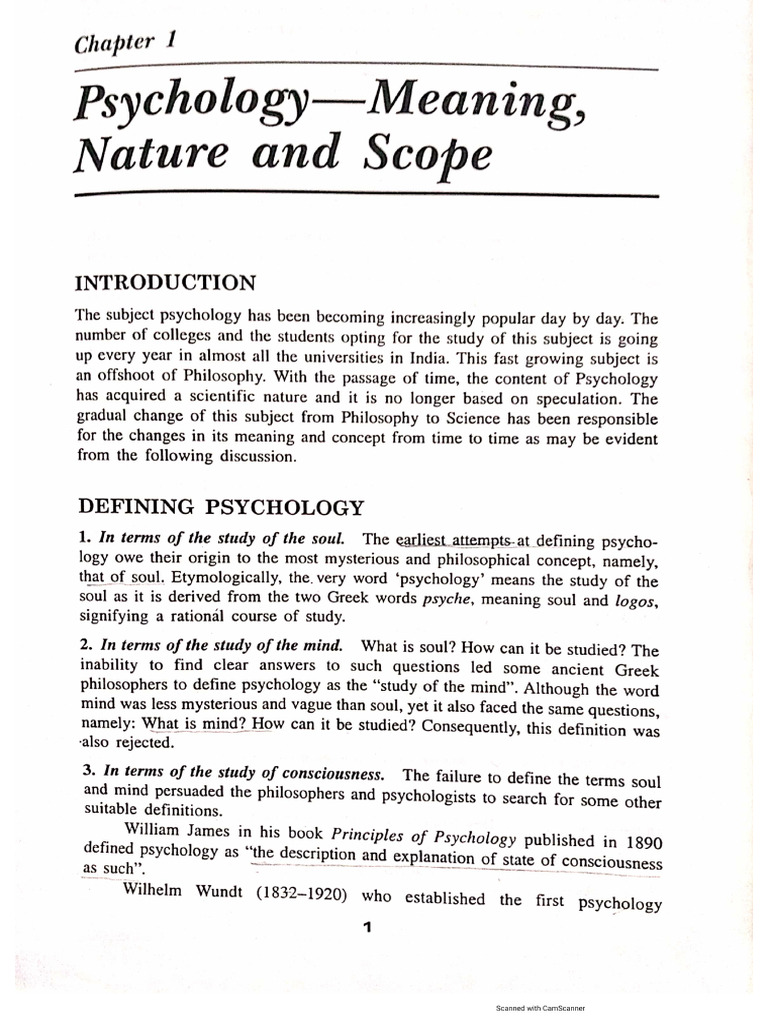 Psychology (Nature, Scope & Branches) | PDF