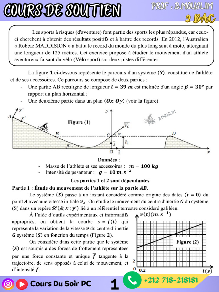 Exercice - Loi de Newton Prof MOUSLIM | PDF