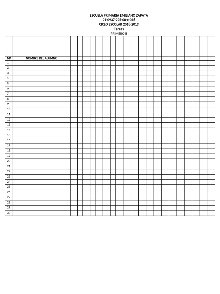 Formato Tareas 1° | PDF