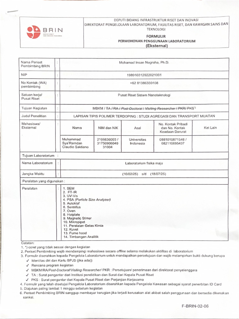 Formulir (F BRIN 02 06) | PDF