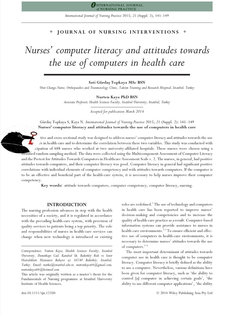 Sci-Hub Nurses' Computer Literacy and Attitudes Towards The Use of ...