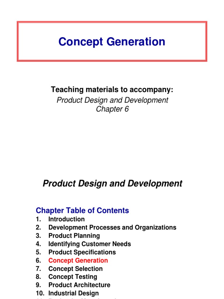 Chapter 6 Concept Generation Pdf Brainstorming Product Design