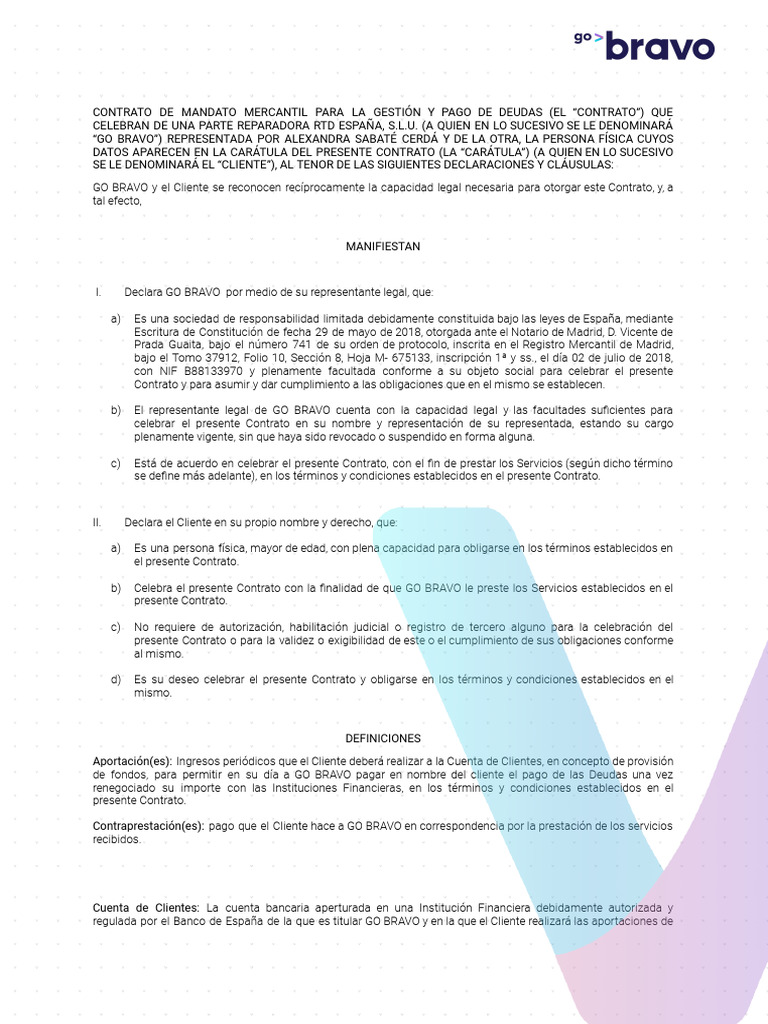 Clausulado Contrado Go Bravo Marzo 2024 2 9b43d4ab1f | PDF | Deuda | Bancos