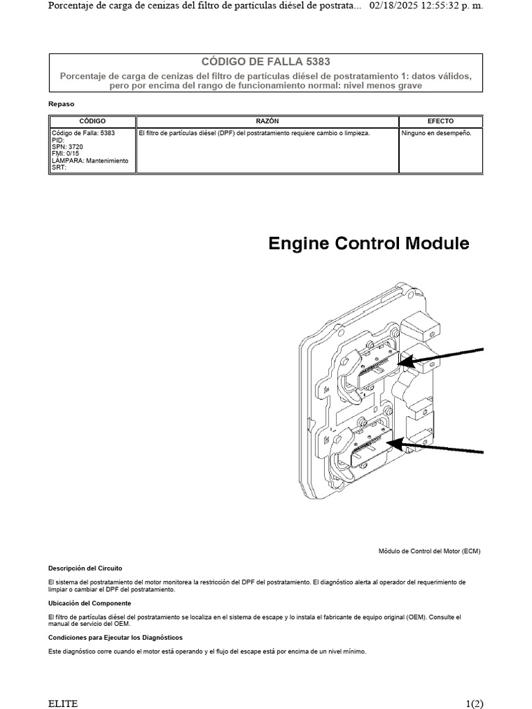 Diagnóstico DPF: Código de Falla 5383 | PDF | Motor diesel