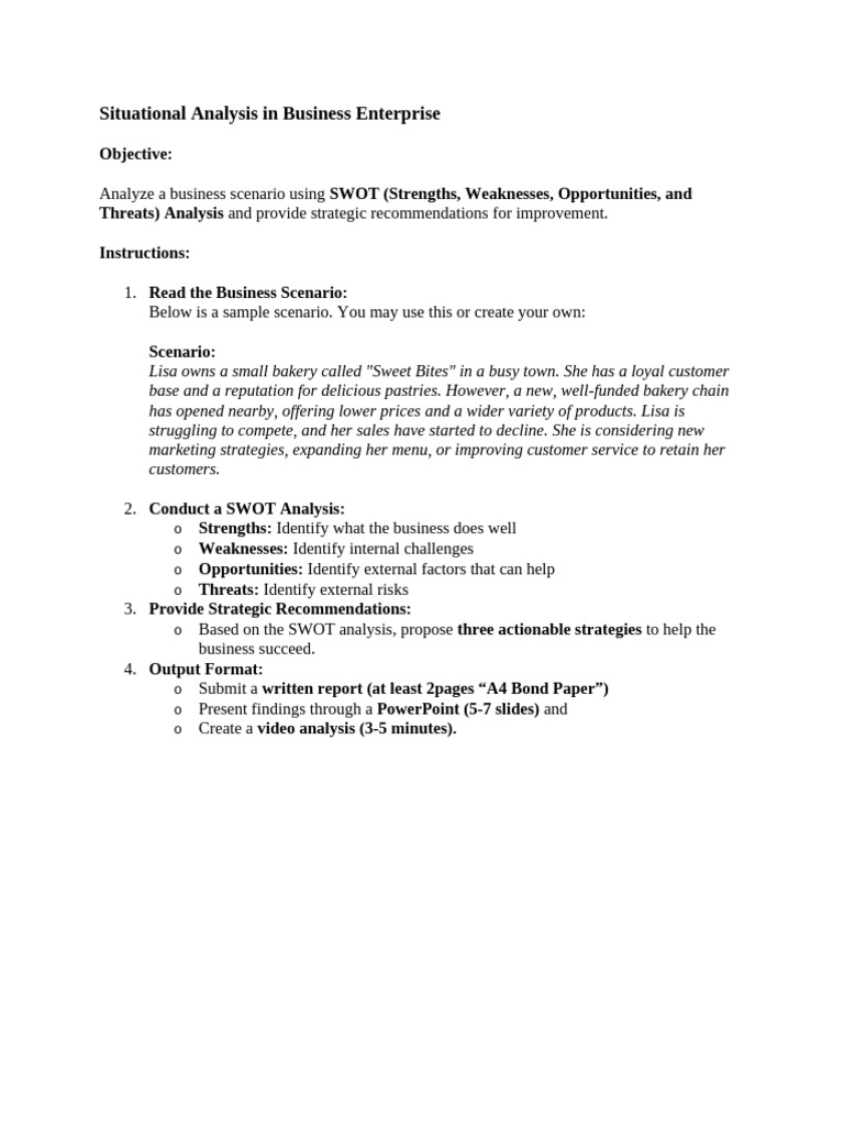 Situational Analysis in Business Enterprise | PDF