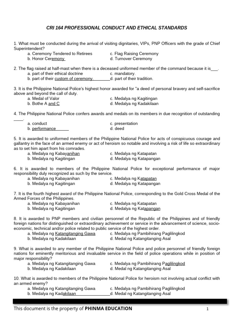 PNP Professional Conduct & Ethics Guide | PDF | Police | Integrity