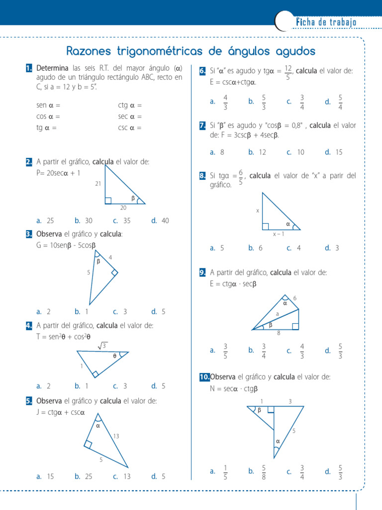 practica individual raz. | PDF | Matemática Elemental | Trigonometría