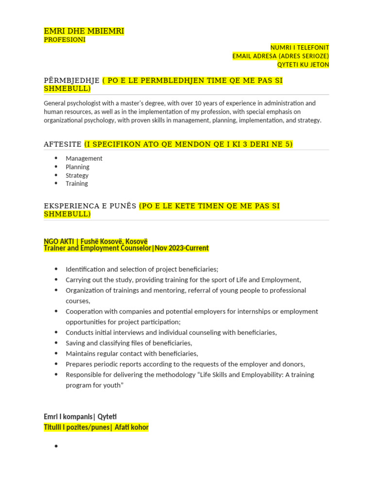 Formati I CVs | PDF
