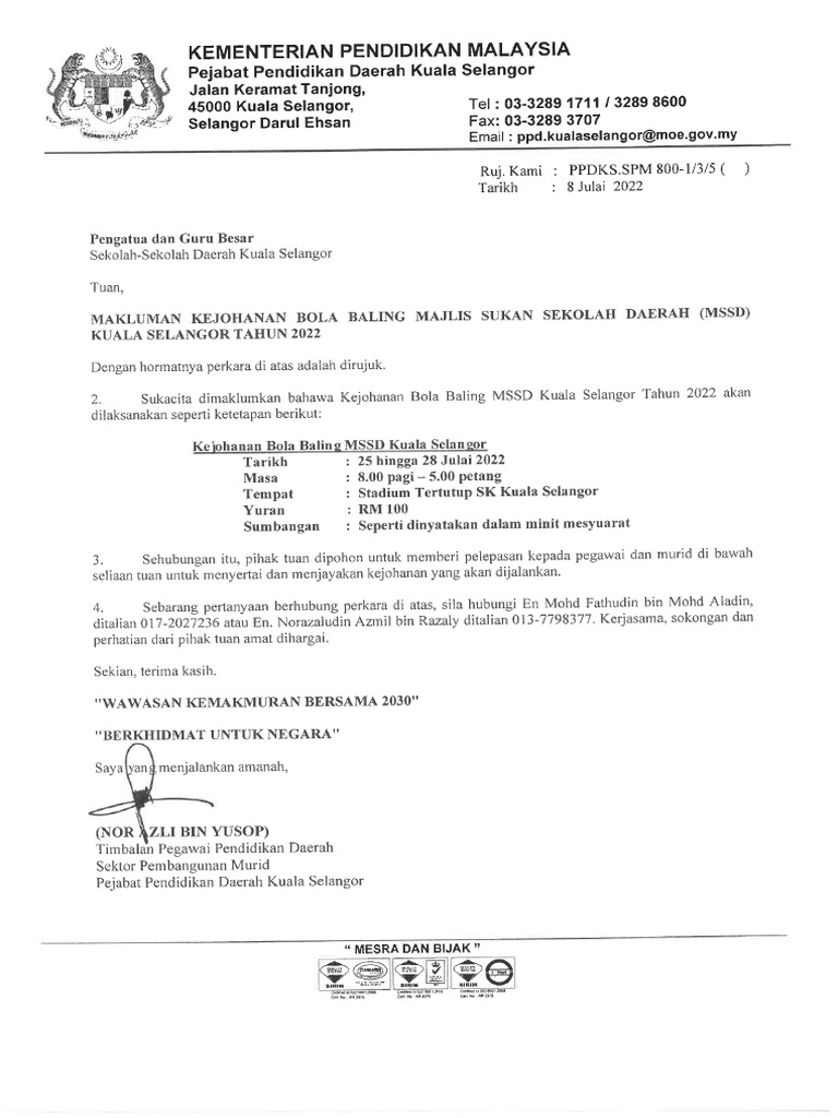 Makluman Bola Baling MSSD | PDF