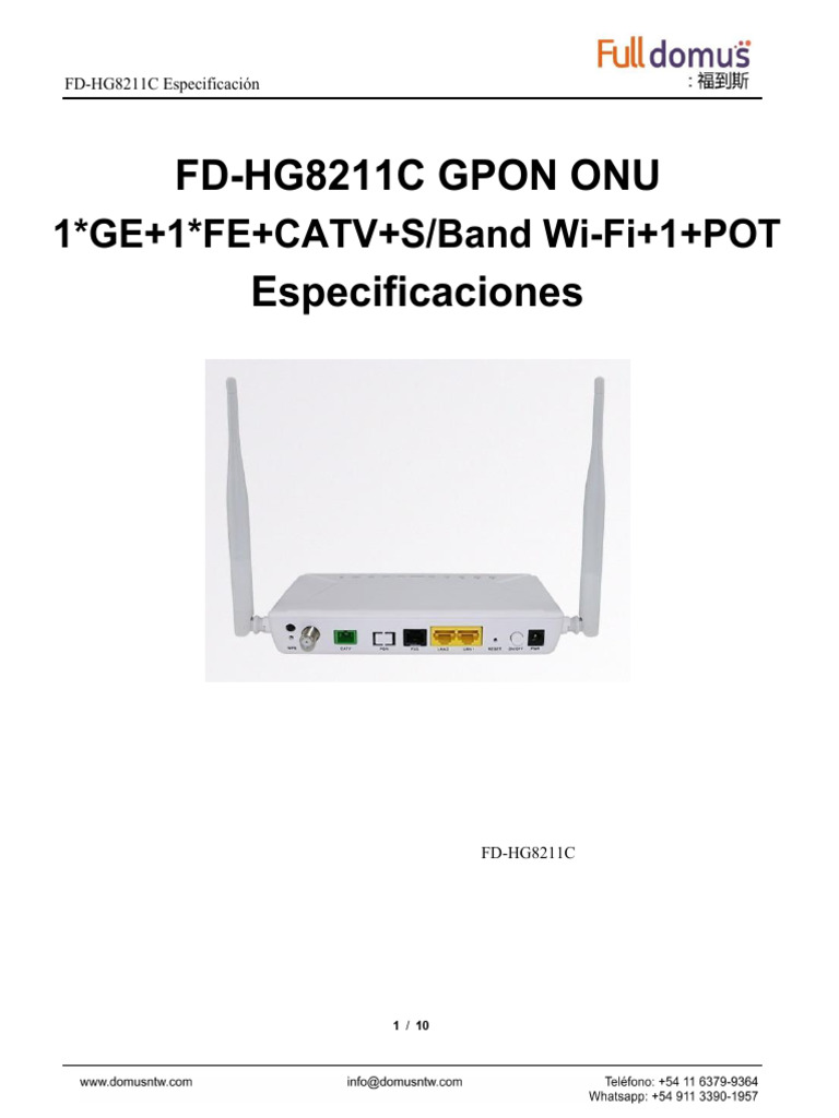FULL FD-HG8211C-GPON-ONU - Datasheet | PDF