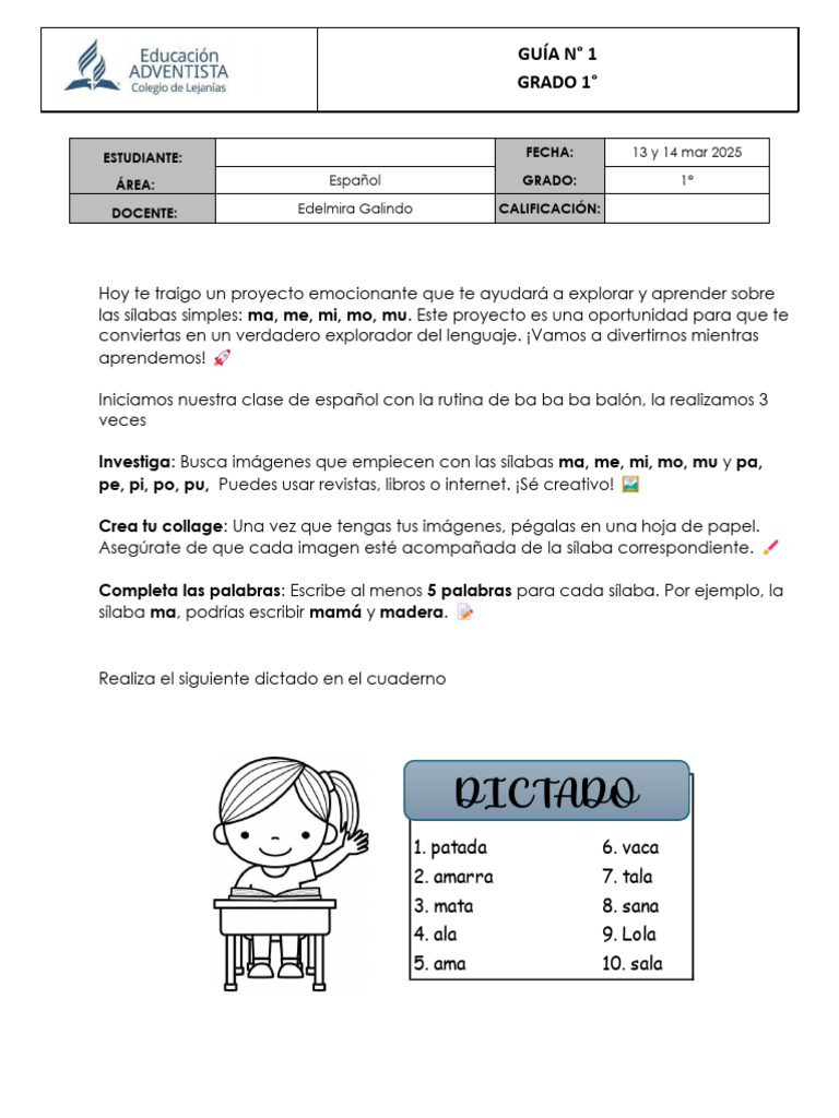 Guía Español 13 y 14 Marzo | PDF