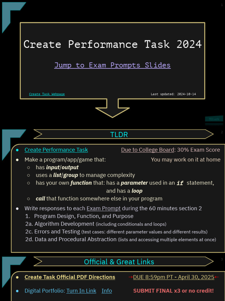 Create Performance Task - 2024 | PDF | Control Flow | Parameter (Computer Programming)
