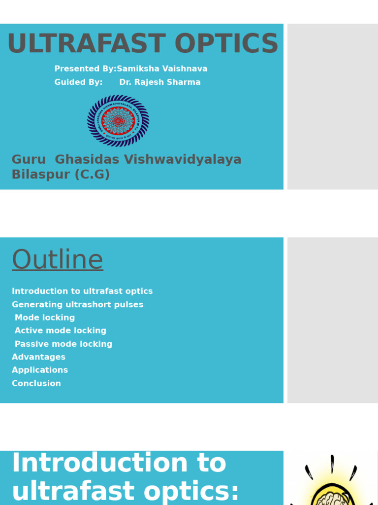 Ultrafast Optics by Samiksha Vaishnav | PDF | Ultrashort Pulse | Laser