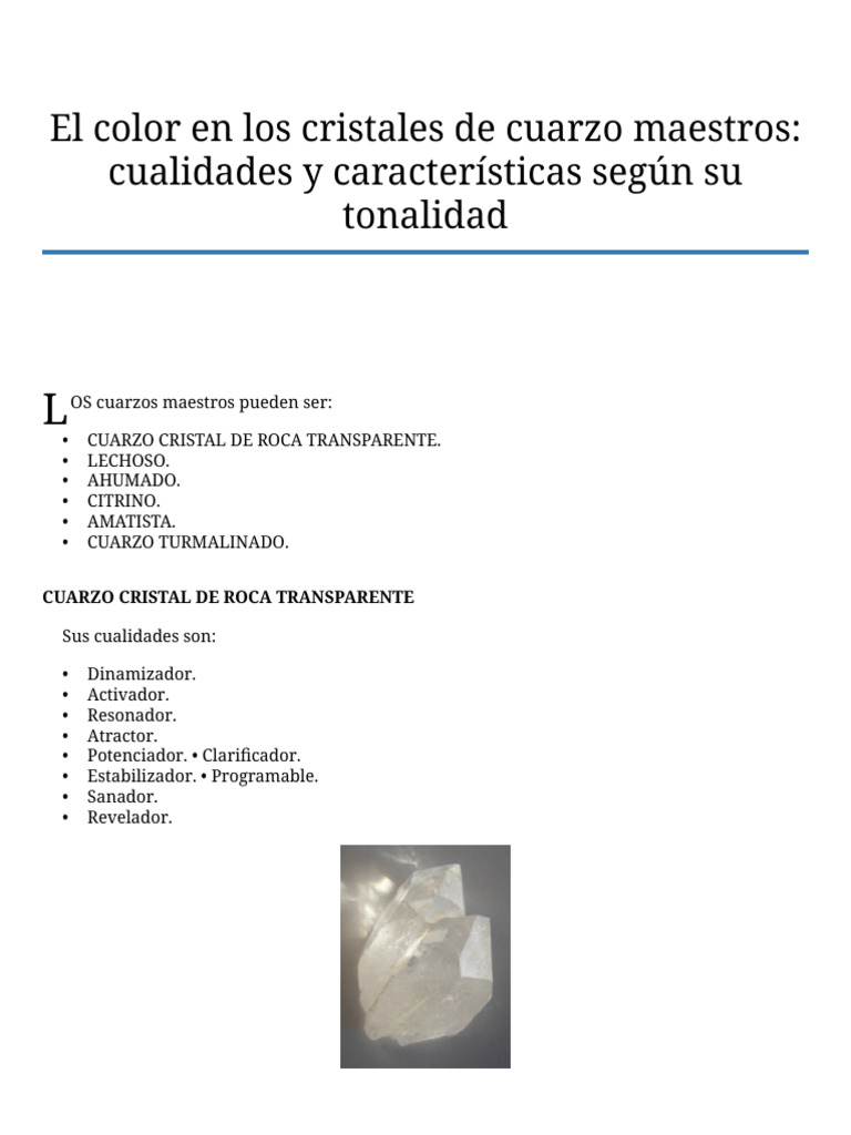 Cuarzos Maestros | PDF | Cuarzo | Minerales