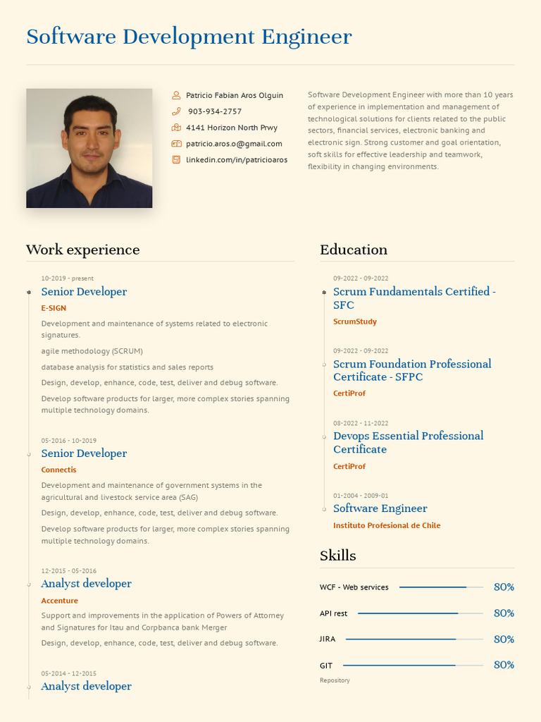 Resume Patricio Aros Tono Pastel | PDF | Software Development | Software