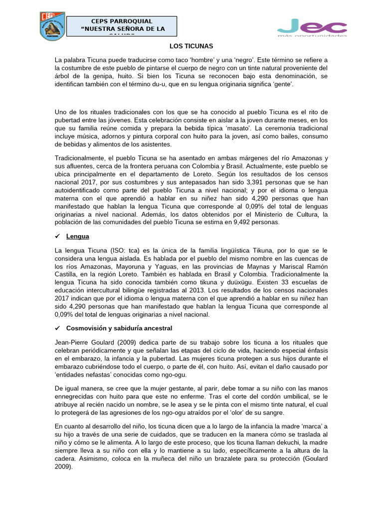 Ficha 5 Ticunas | PDF