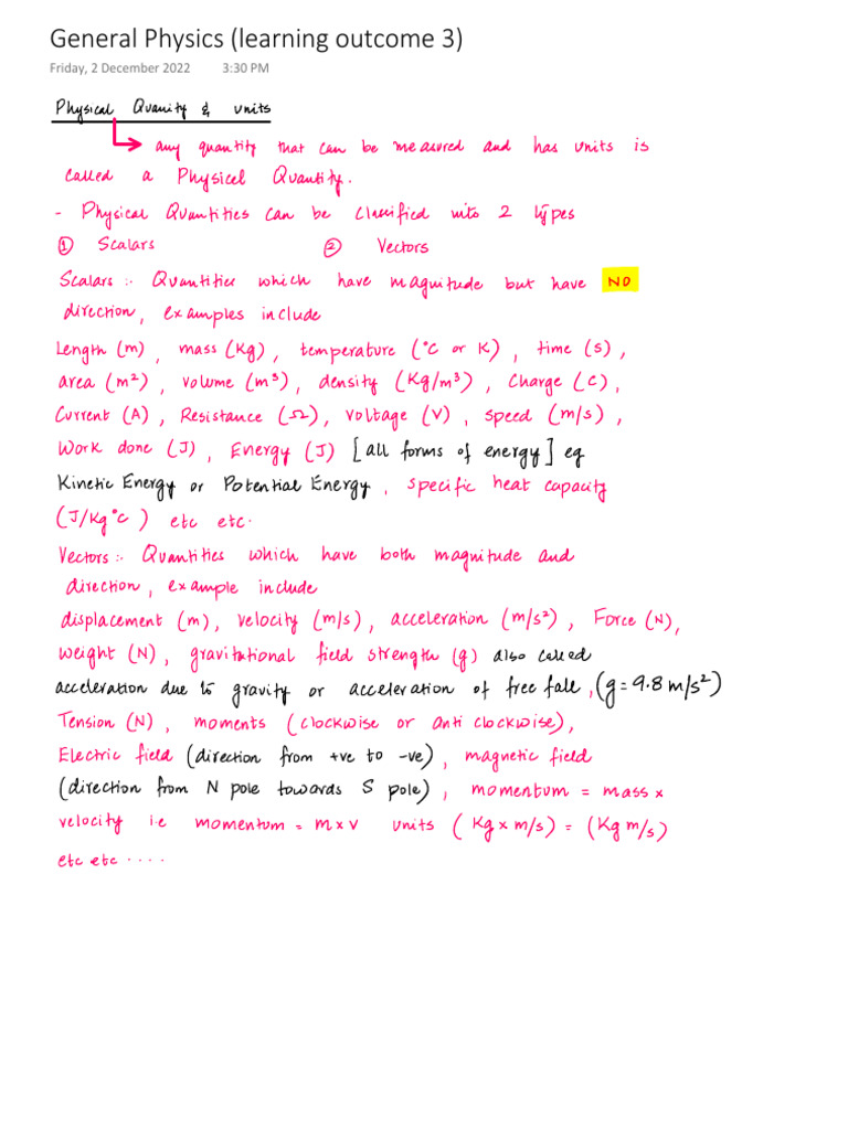 General Physics (Learning Outcome 3) | PDF