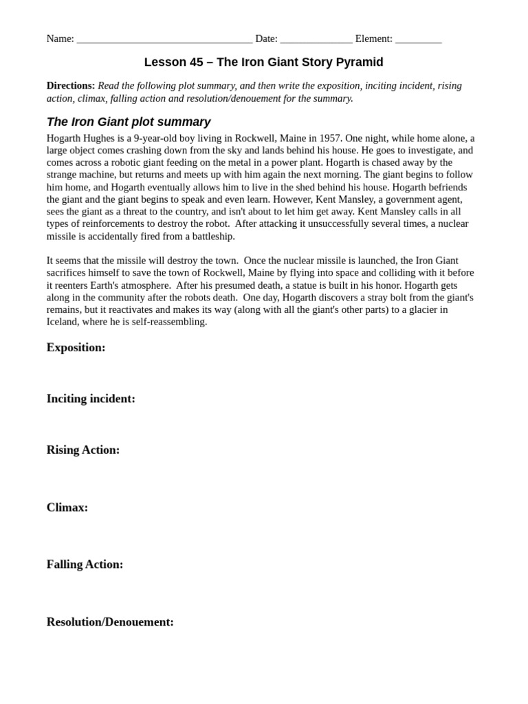 The Iron Giant Plot Summary Analysis | PDF