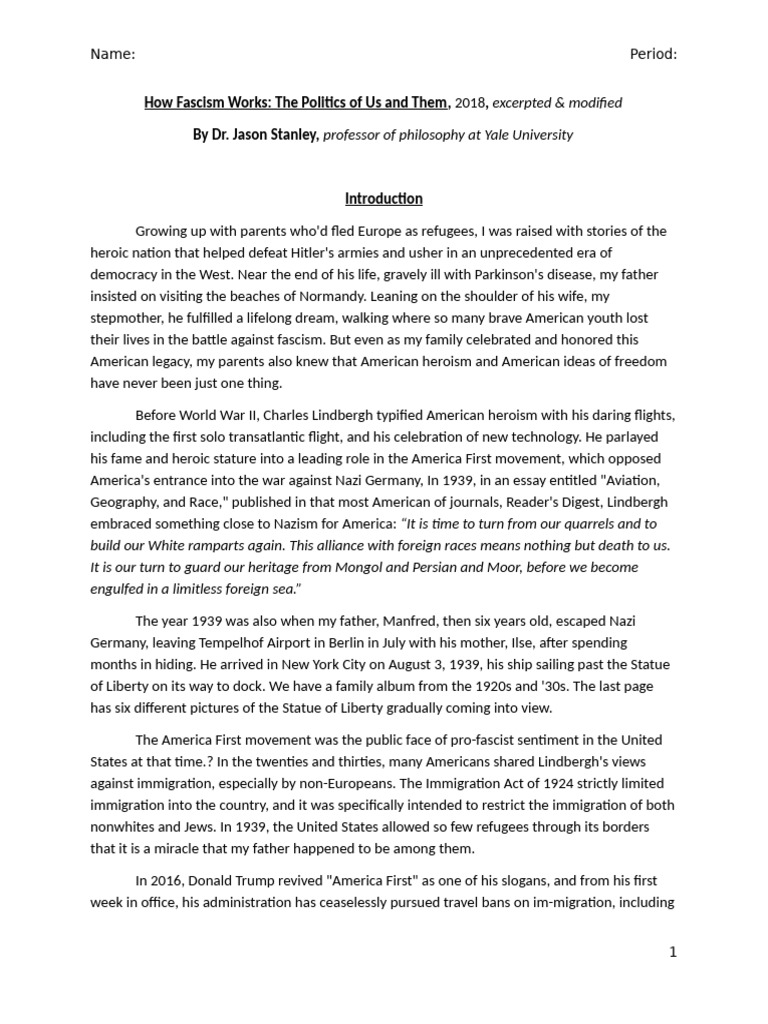 How Fascism Works, Jason Stanley | PDF | Fascism | Nazism