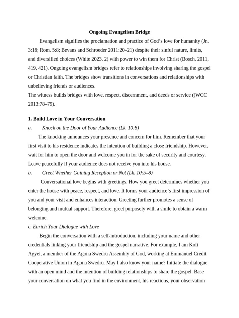 Building Bridges for Ongoing Evangelism | PDF | Jesus | Love