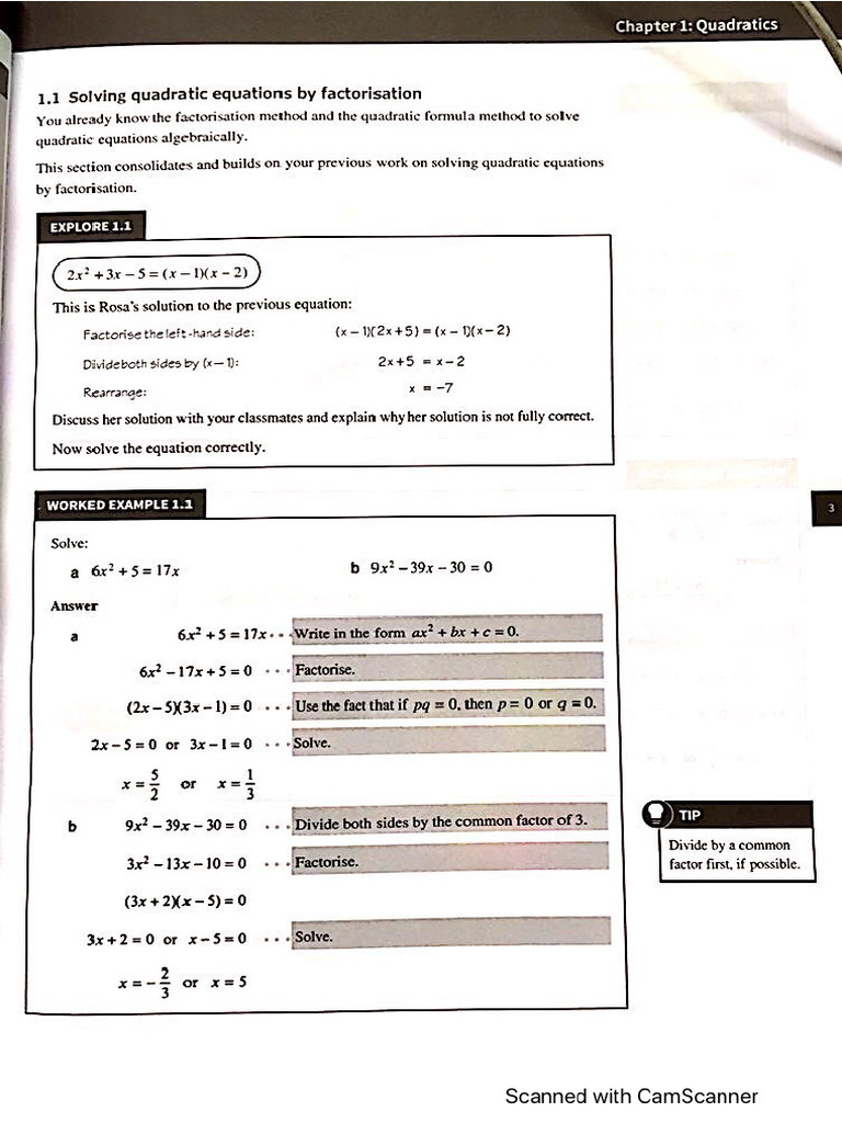 P1-Chapter-1-Quadratic Equations | PDF
