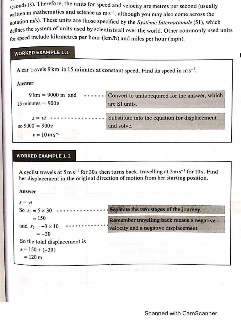 Mechnics Chapter 1 - Worked Examples | PDF