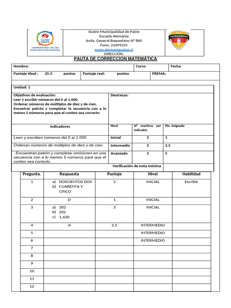Pauta de Correccion Matemática | PDF