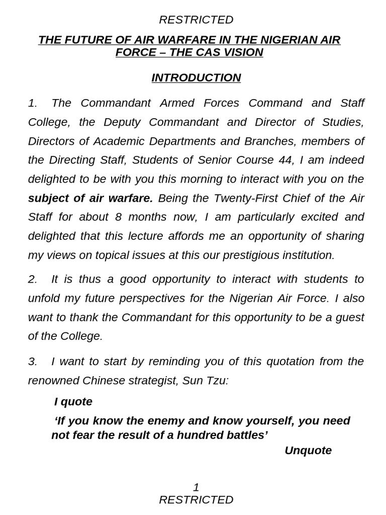 Future of Air Warfare in The Naf - The Cas Vision Cas Updated 040800a ...