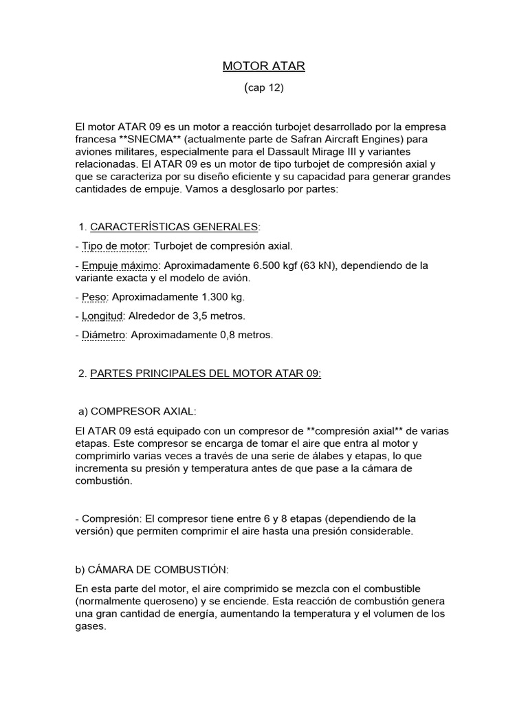 MOTOR ATAR CAPS 12 y 1 | PDF | Motor a reacción | Turbina