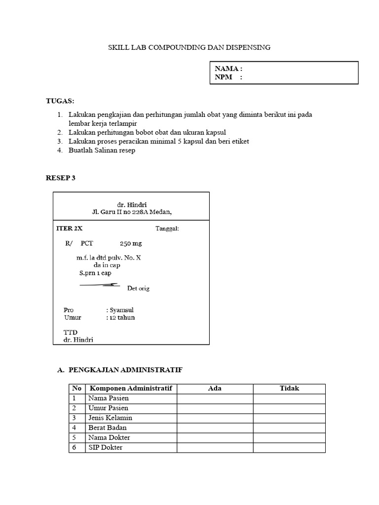 Resep 4_skill Lab Compounding Dan Dispensing | PDF