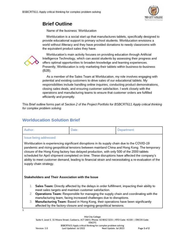 Worlducation Supply Chain Challenges | PDF | Supply Chain | Business