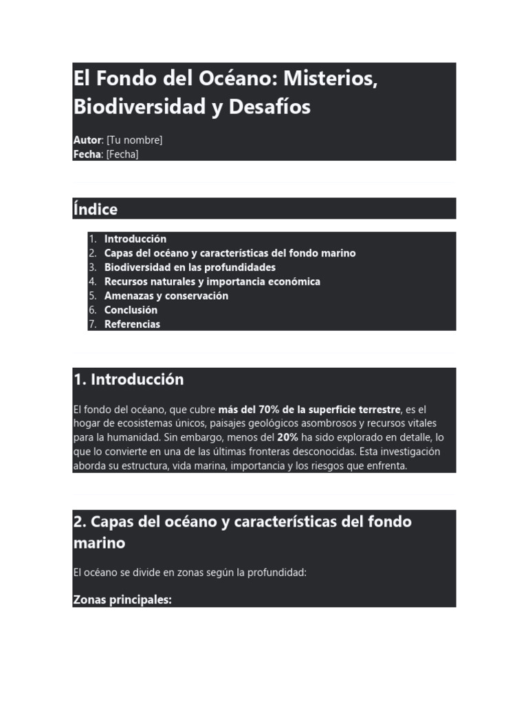 El Fondo Del Océano | PDF | Océanos | Hidrografía