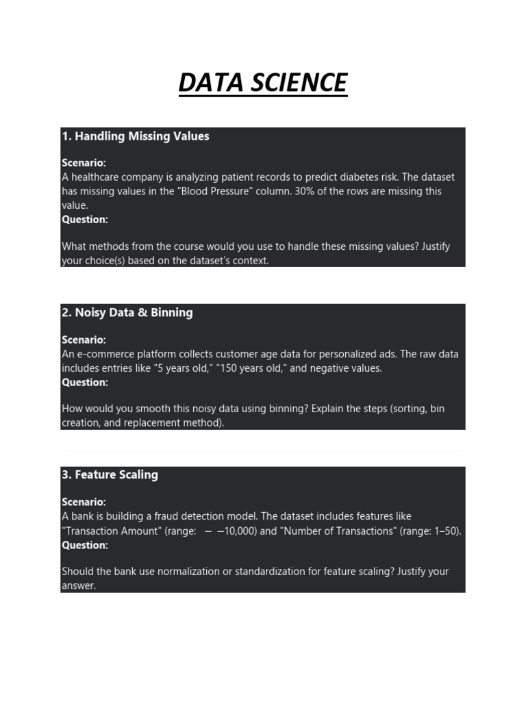 Scenario Questions DATA SCIENCE | PDF | Data Science | Data