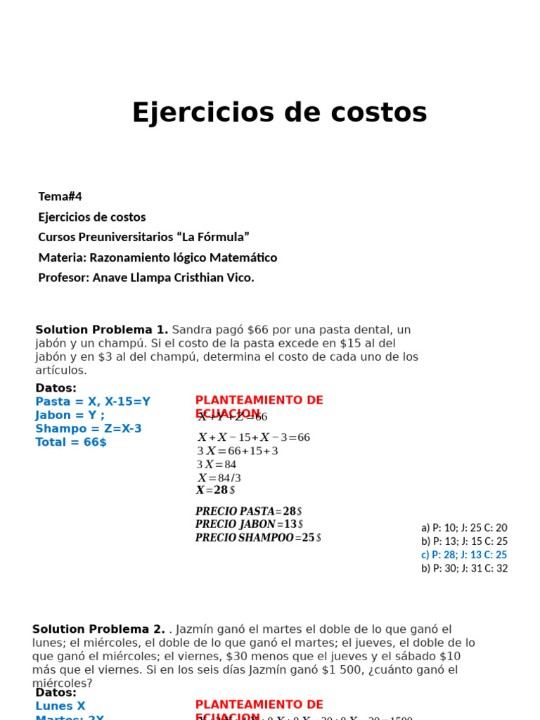 Ejer 4# Costos | PDF
